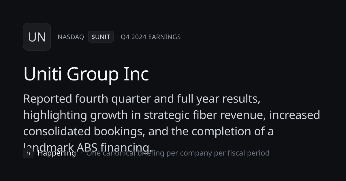 UNIT · Q4 2024 earnings · Uniti · Happening