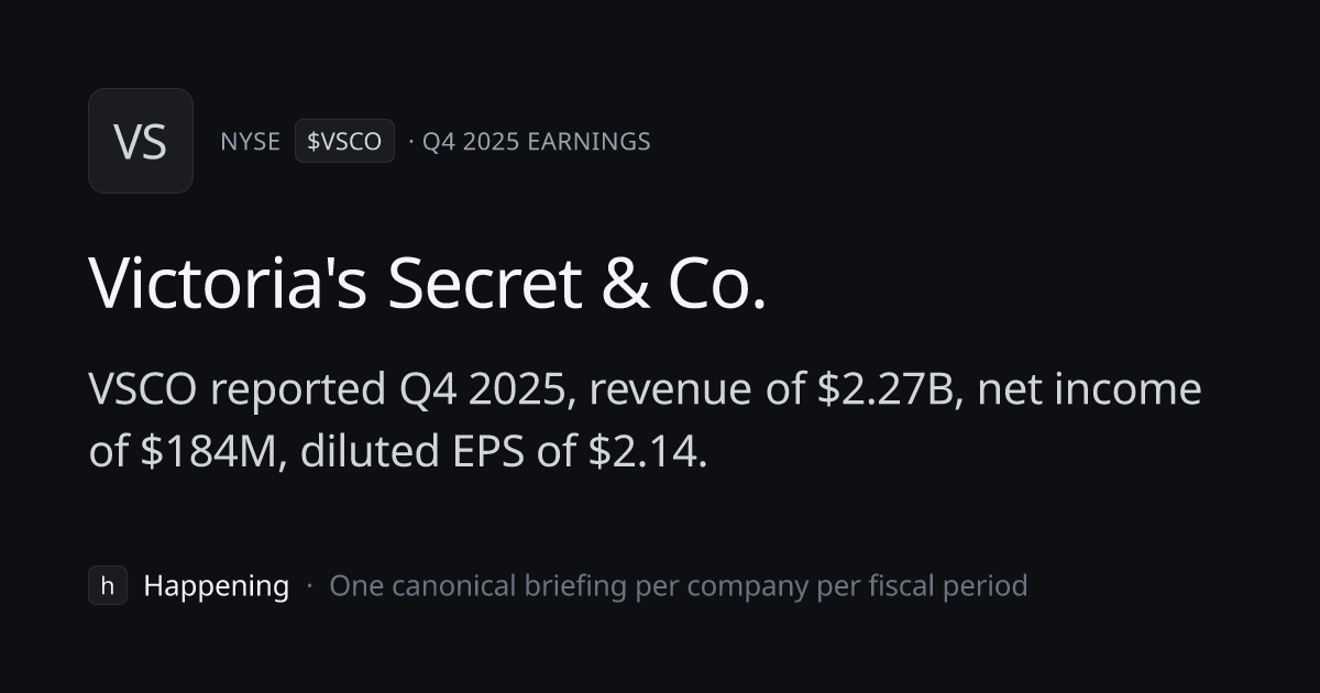 VSCO · Q4 2025 earnings · Victoria's Secret · Happening
